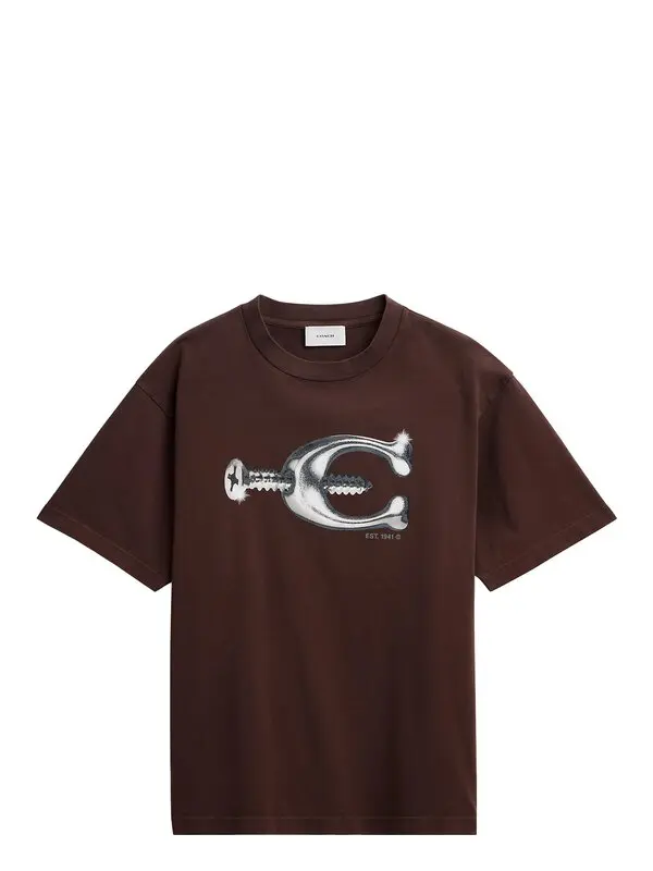 COACH Hardware Relaxed T-shirt In Organic Cotton - Brown