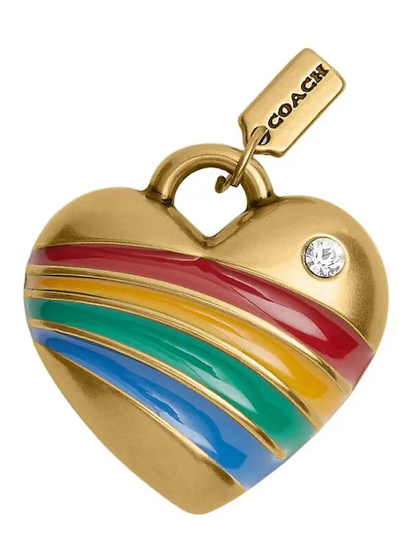 COACH Rainbow Heart Shoelace Charm - Brass/multi