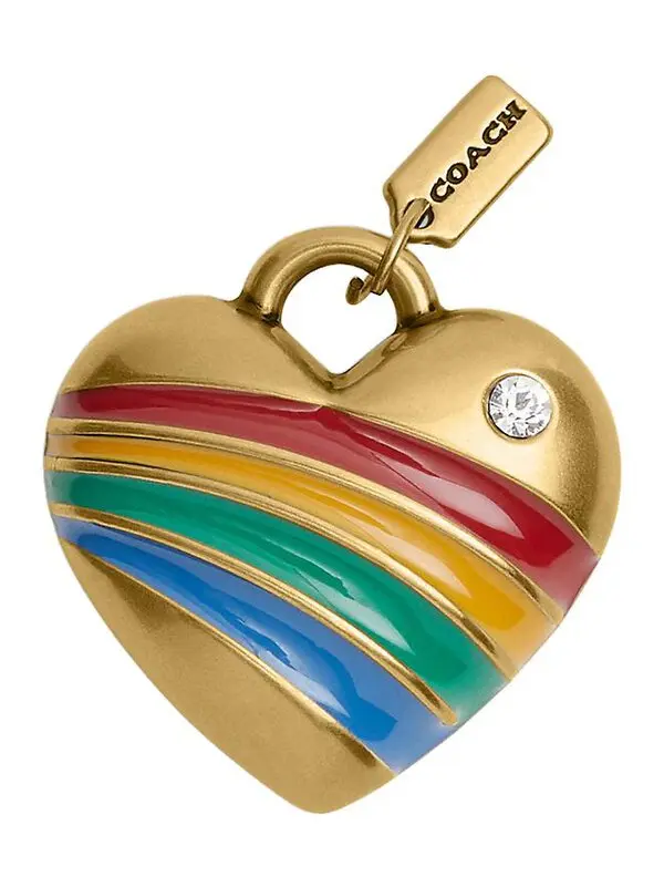 COACH Rainbow Heart Shoelace Charm - Brass/multi