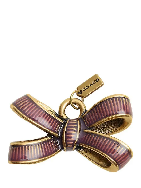 COACH Bow Shoelace Charm - Brass/pink