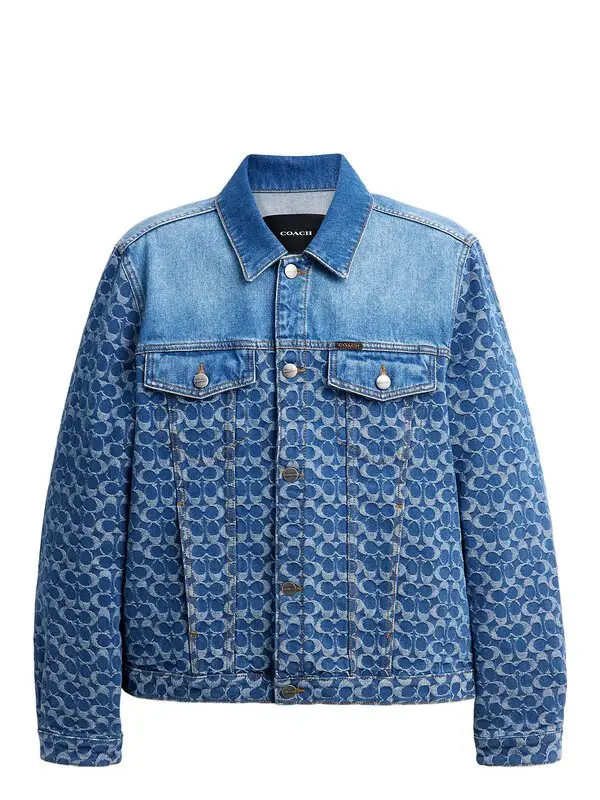COACH Signature Trucker Jacket In Organic Cotton - Blue Signature