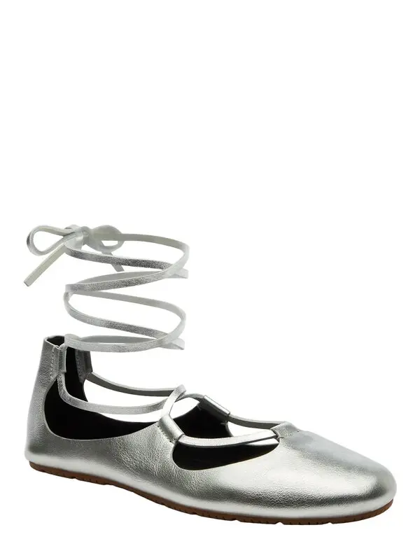 COACH Lace-up Ballet Flat - Silver