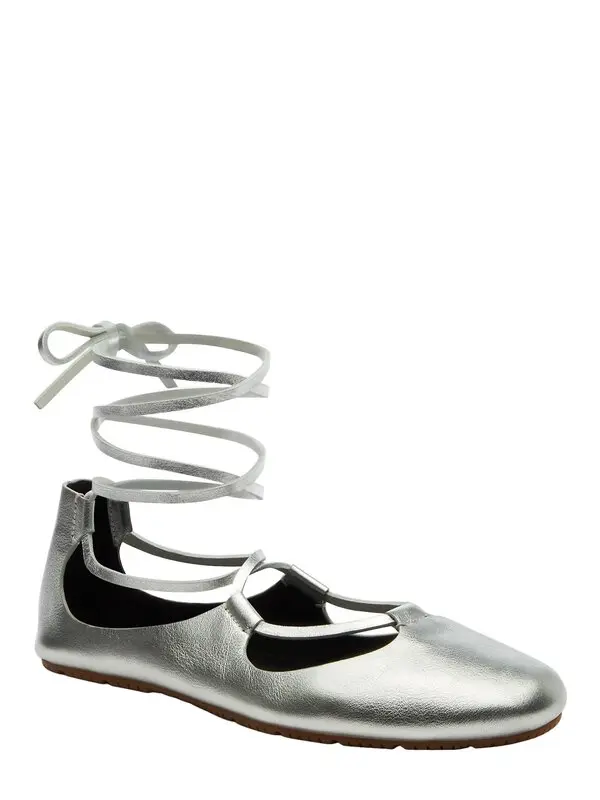 COACH Lace-up Ballet Flat - Silver