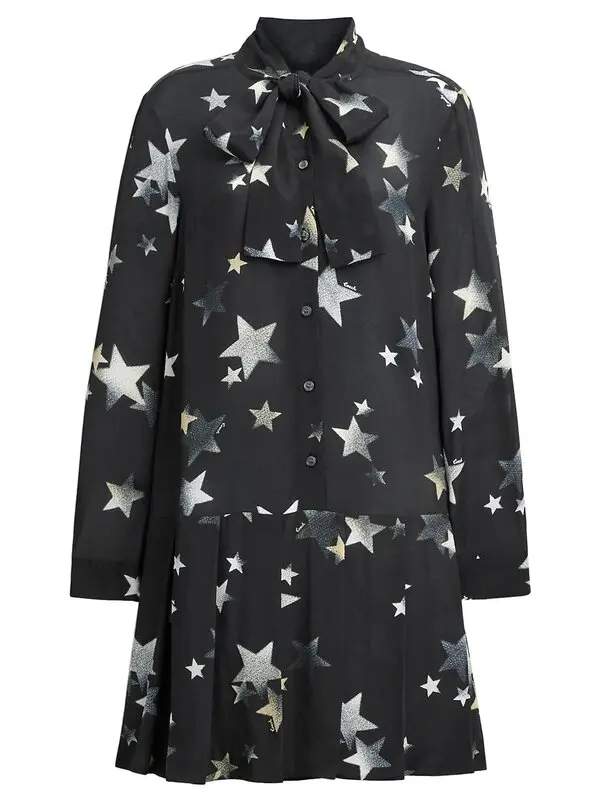 COACH Tie Neck Star Dress - Black