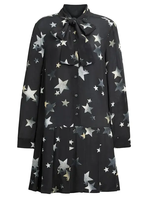 COACH Tie Neck Star Dress - Black