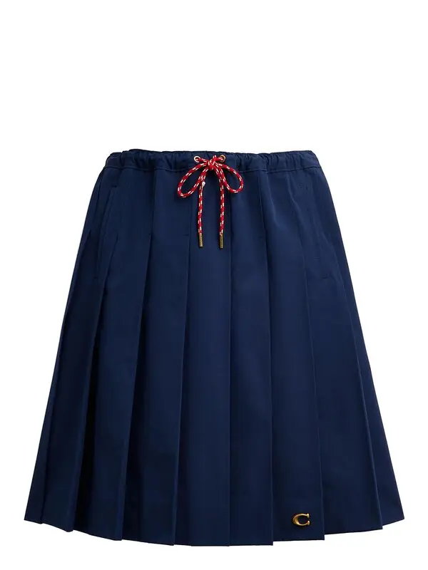 COACH Sporty Pleated Midi Skirt - Navy Blue