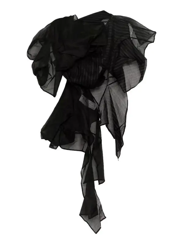 Yohji Yamamoto Asymmetric Darts 3d Blouse - Black