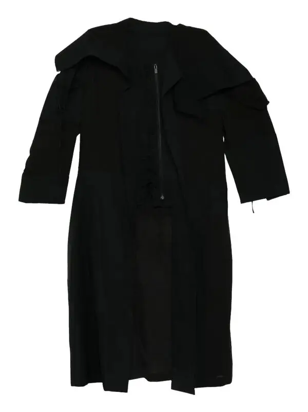 Yohji Yamamoto Lace-up Layered Coat - Black