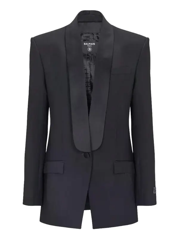 Balmain Wool Tuxedo Jacket - Black