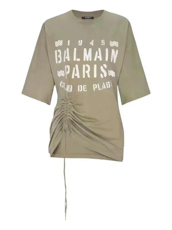 Balmain Drawstring-detail T-shirt - Green