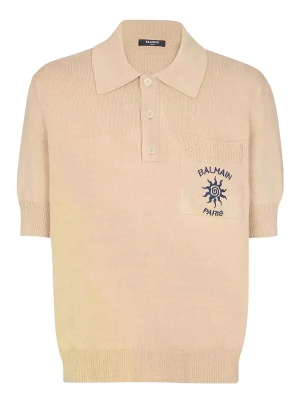 Balmain Short-sleeve Knitted Polo Shirt - Neutrals
