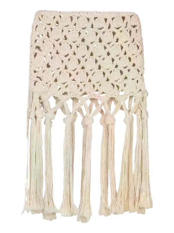 Balmain Crochet Knit Skirt - Neutrals