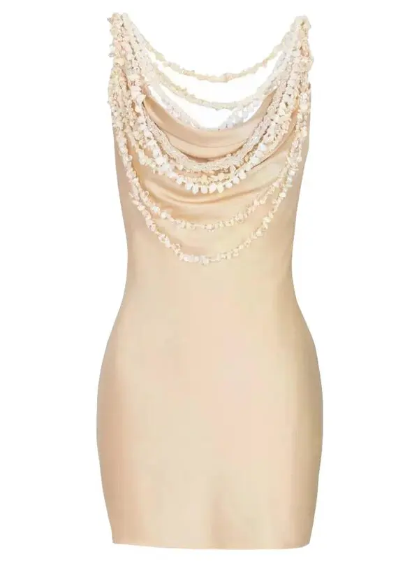 Balmain Shell-embellished Mini Dress - Neutrals