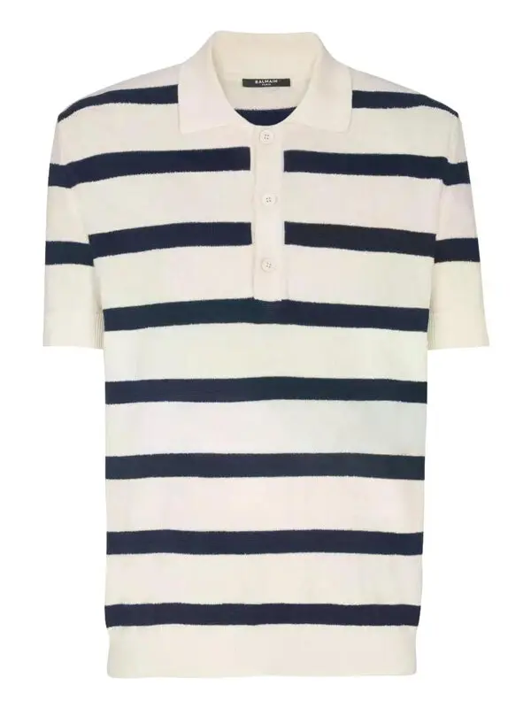 Balmain Striped-pattern Polo Shirt - Neutrals