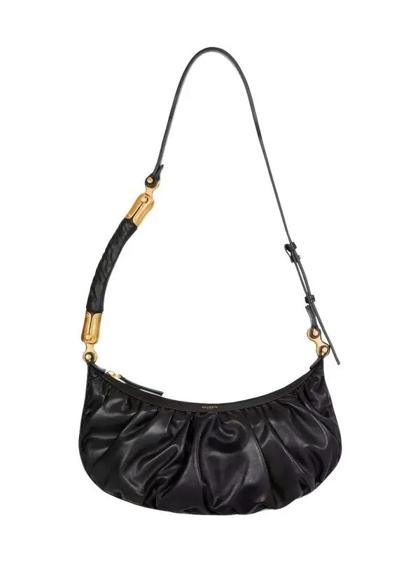 Balmain Ebene Ruched Shoulder Bag - Black