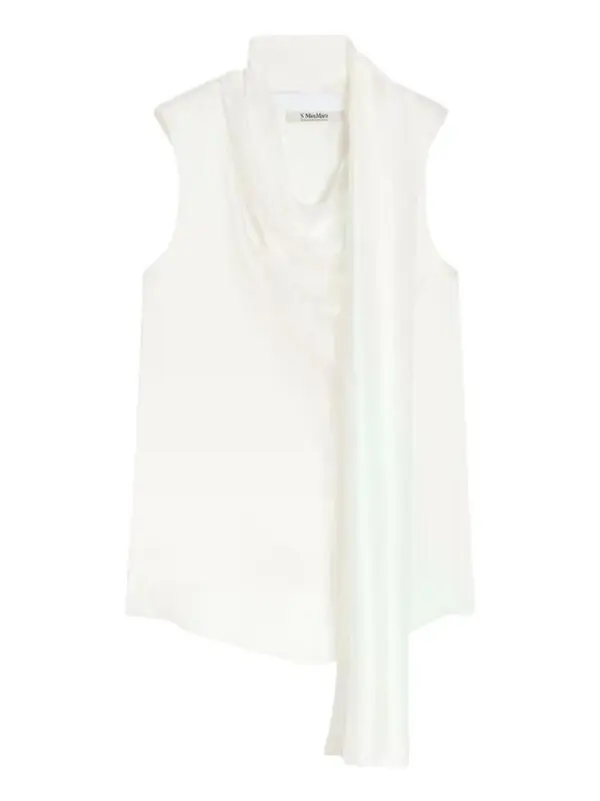 Max Mara Drape Sleeveless Blouse - White