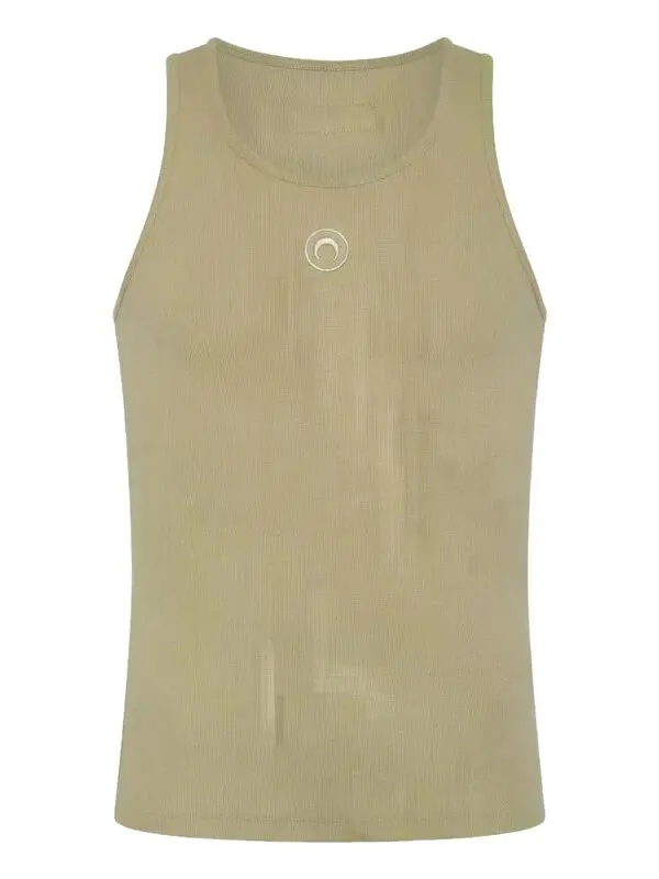 MARINE SERRE Logo Ribbed Jersey Tank Top - Neutrals