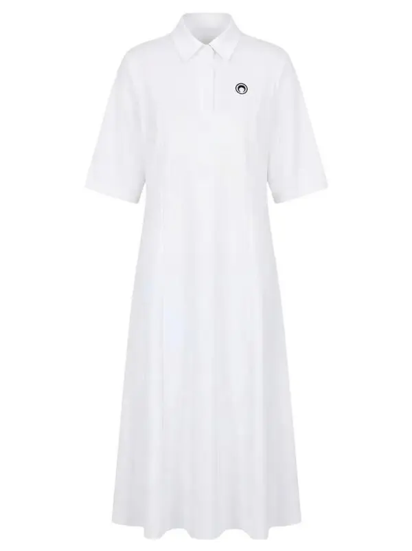 MARINE SERRE Moon Logo Polo Dress - White