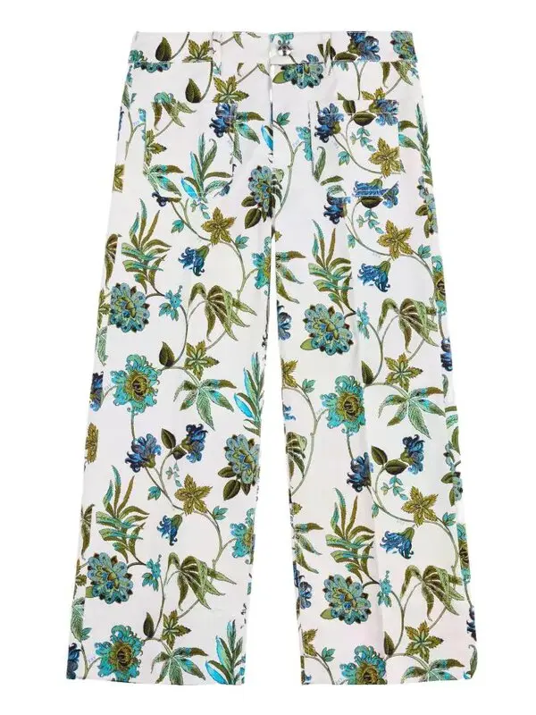 FAY Floral Pocket Trousers - White