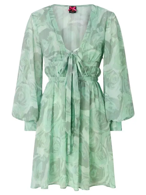 Pinko Tie-front Floral-print Dress - Green