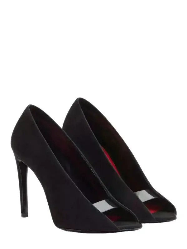 Valentino Garavani Open Toe Suede Pumps 105mm - Black