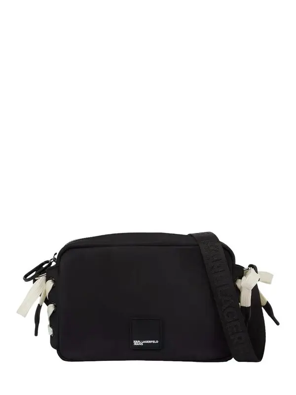 Karl Lagerfeld Lace-up Detail Cross Body Bag - Black