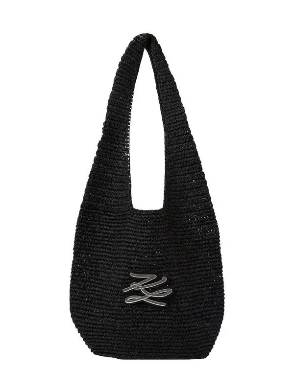 Karl Lagerfeld Autograph-patch Crochet Tote Bag - Black
