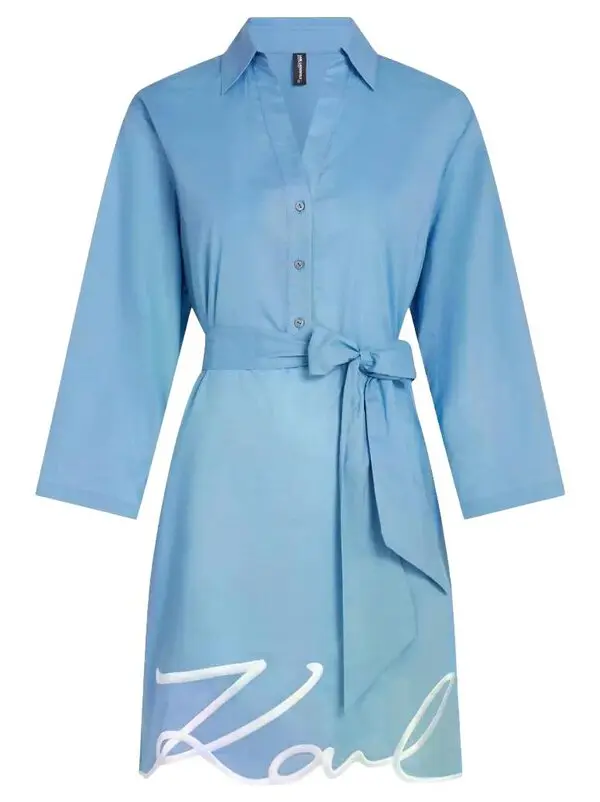 Karl Lagerfeld Signature Beach Shirt Dress - Blue