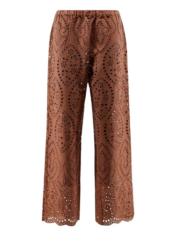 MC2 SAINT BARTH Inez Sangallo Lace Trousers - Brown