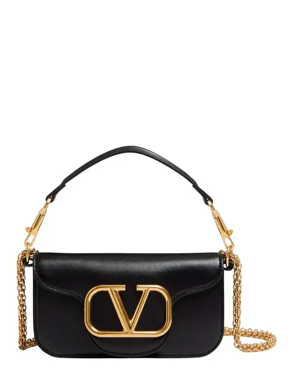 Valentino Garavani Locò Leather Shoulder Bag - Black
