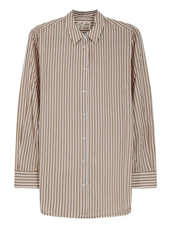 MC2 SAINT BARTH Brigitte Striped Cotton Shirt - Beige