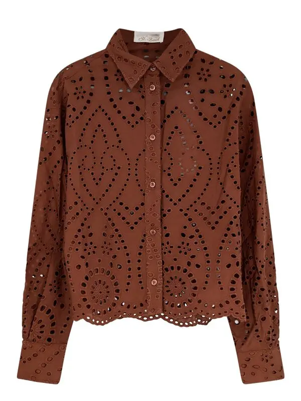 MC2 SAINT BARTH Sangallo Lace Oriane Shirt - Brown