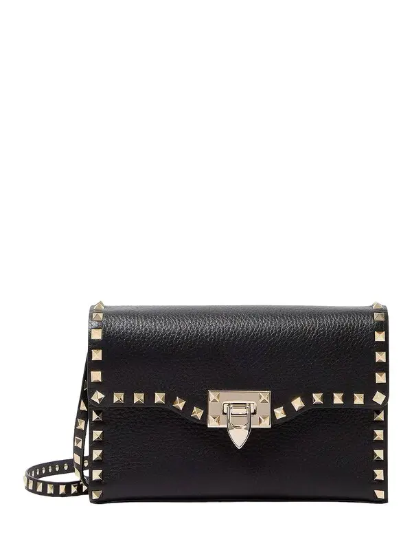 Valentino Garavani Rockstud Leather Shoulder Bag - Black