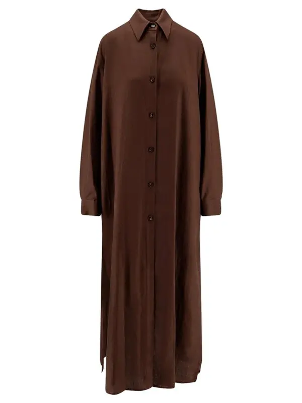 HEVO Arigliano Linen And Viscose Chemisier Dress - Brown