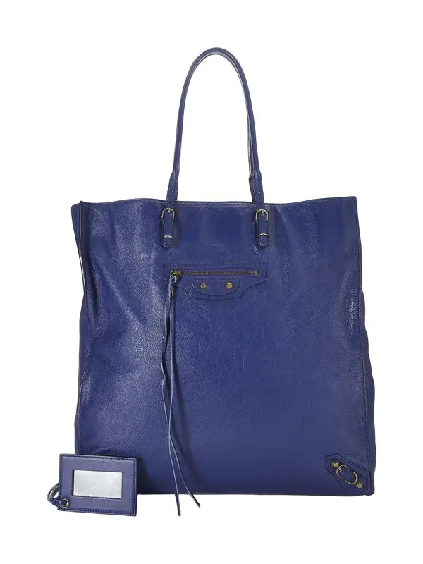 Balenciaga Calfskin Papier A5 Tote - Blue