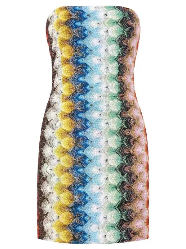 Missoni Zig-zag Strapless Mini Dress - Blue