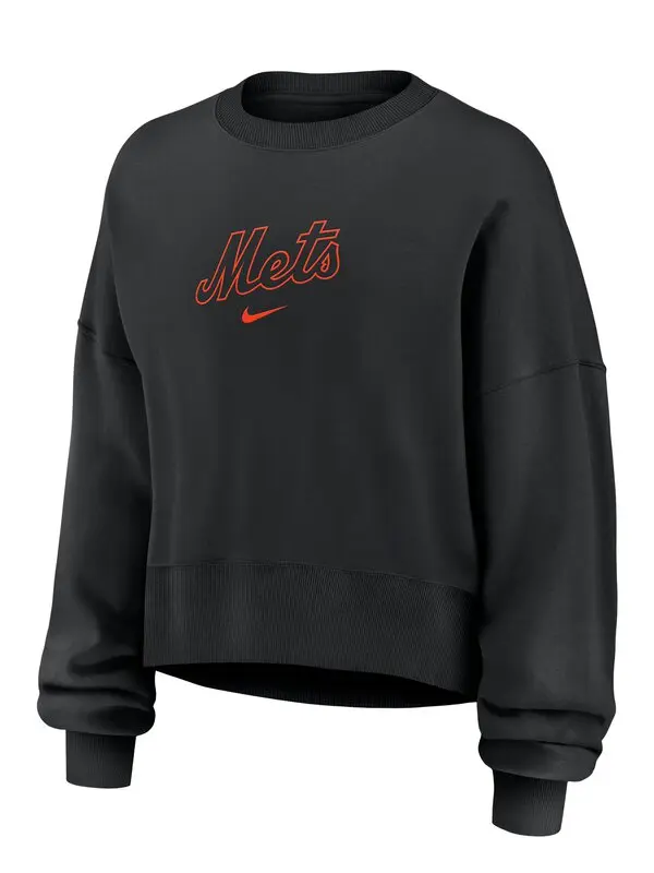 Nike New York Mets Mlb Pullover Crew - Black