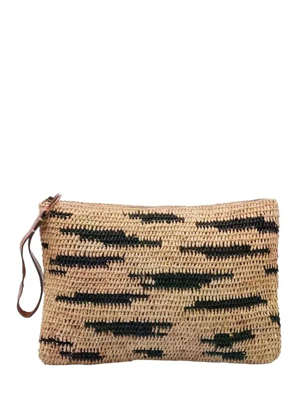 IBELIV Zebra Raffia Clutch - Neutrals
