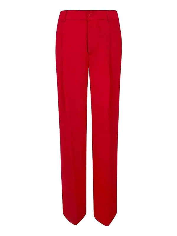 Ralph Lauren Georgette Pleated Tailored Trousers - Red