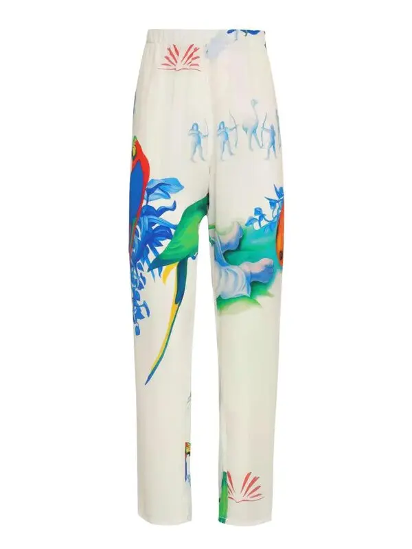 AMIR SLAMA Bird-print Trousers - White