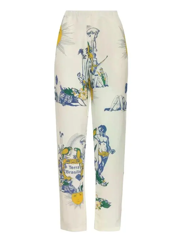 AMIR SLAMA Graphic-print Trousers - Neutrals