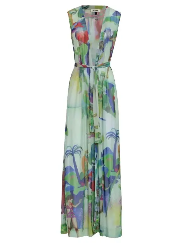 AMIR SLAMA Print Maxi Dress - Green