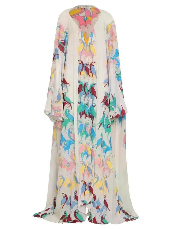 AMIR SLAMA Parrot-print Maxi Dress - White