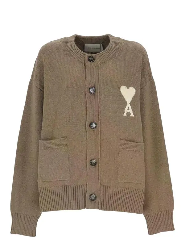 Ami Logo-detail Cardigan - Neutrals