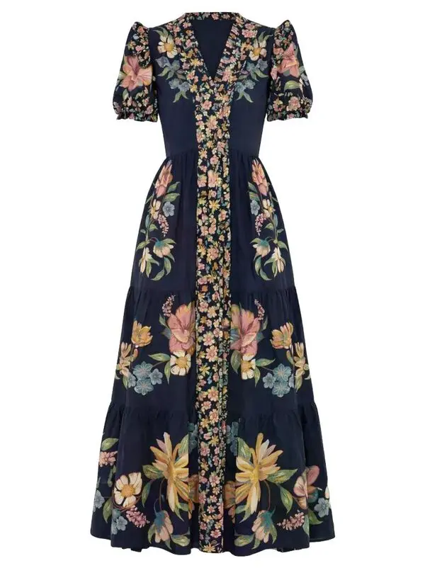 Farm Rio Floral Maxi Dress - Blue
