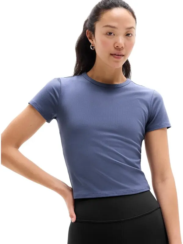 Athleta Signature Rib Crop Tee - Celestial
