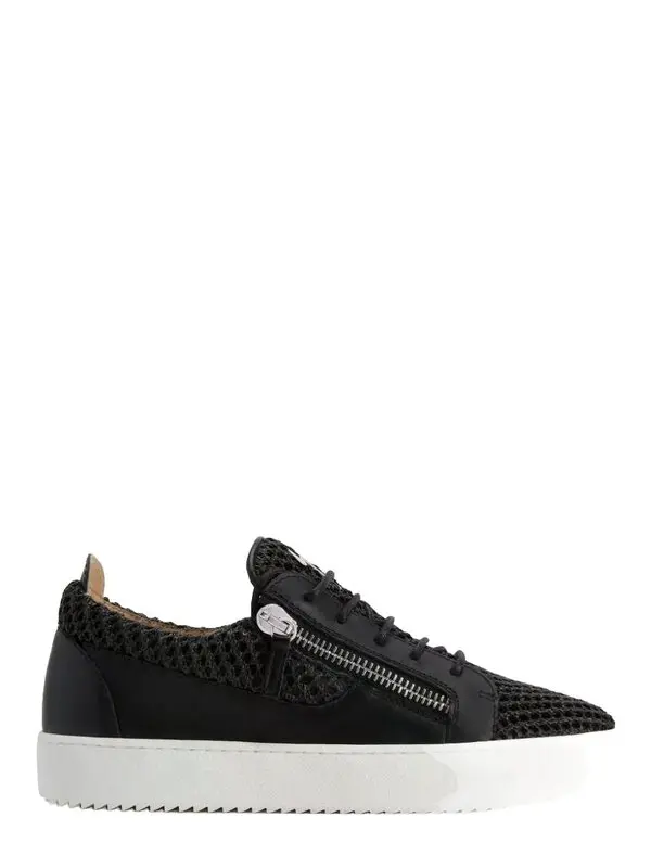 GIUSEPPE ZANOTTI Frankie Crochet Panelled Sneakers - Black