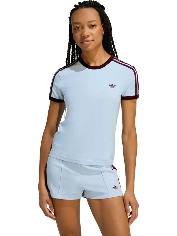Adidas 3-stripes Slim T-shirt - Crystal Sky / Maroon