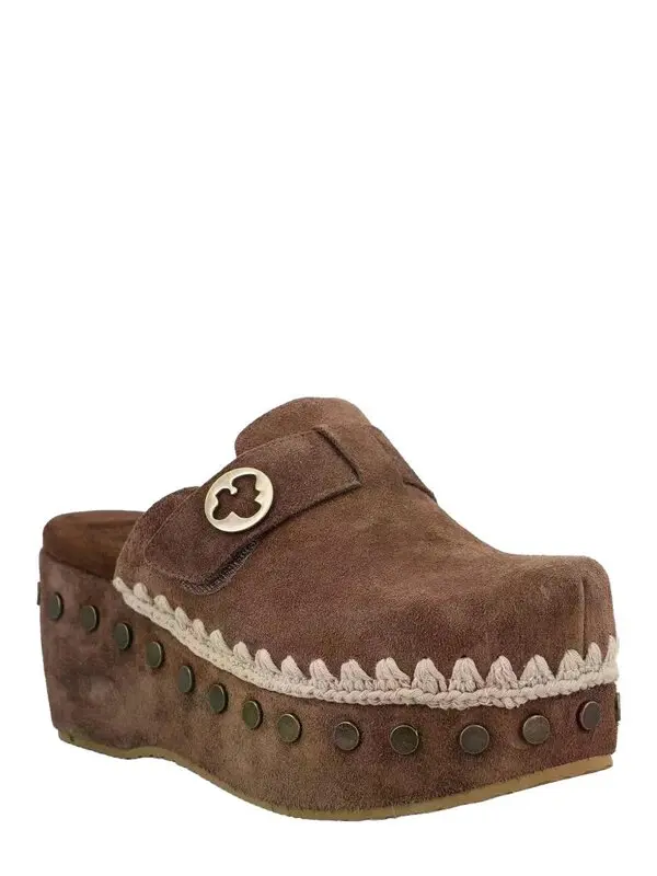 Mou Logo-detail Studded Clogs - Brown