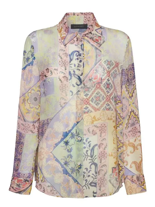 ELENA MIRO` Floral Patchwork Shirt - Purple